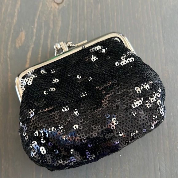 Bags | Twosided Black And Silver Sequin Coin Purse Brand New | Poshmark